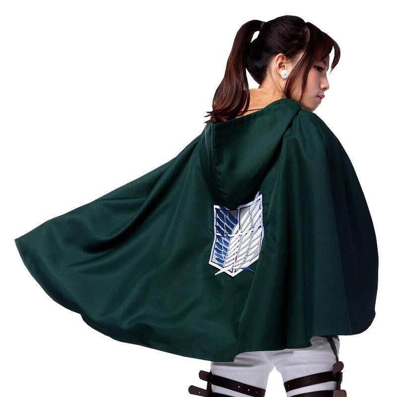 Green Cloak Japanese Anime Cosplay Shingeki No Kyojin Hoodie Eren Levi ...