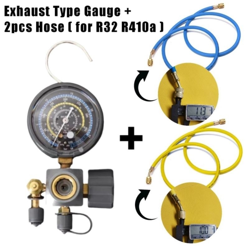 CEO 🇲🇾 Single Manifold Gauge Exhaust Type R32 R410a R22 R134a Aircond Pressure Gas Meter ...