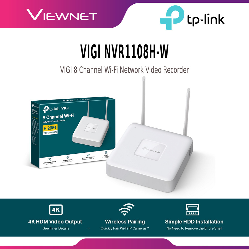 TP-LINK VIGI NVR1108H-W VIGI 8 CHANNEL WI-FI NETWORK VIDEO RECORDER ...