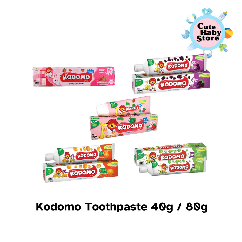 KODOMO Lion Toothpaste (40g / 80g) (Grape / Strawberry / Apple / Orange) | Shopee Malaysia