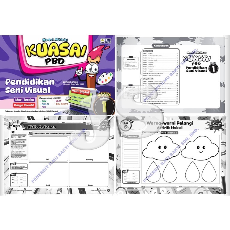 MODUL AKTIVITI KUASAI PBD PENDIDIKAN SENI VISUAL TAHUN 1 2 3 4 5 6 (A3 SIZE) SK KSSR SEMAKAN ...