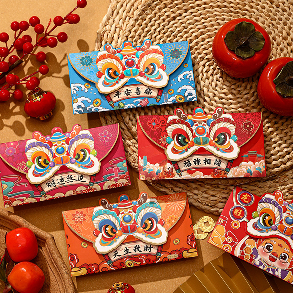 BH 4/6PCS Dragon Year Red Packet Angpao Chinese Style Luck Money ...