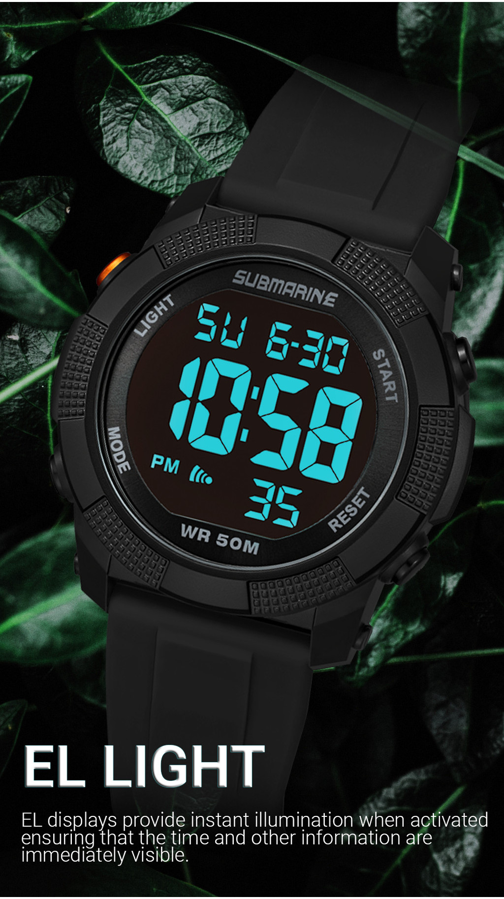 SUBMARINE Digital Men Watch Stylish Waterproof Men Watch LED Light ...