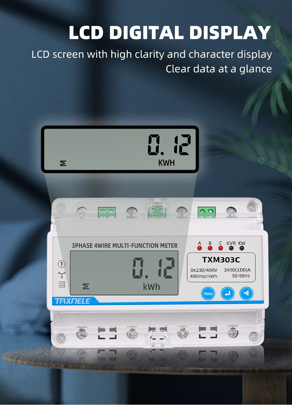 Digital Display Energy Meter 380V 100A LCD Counter 7P Electronic Watt ...