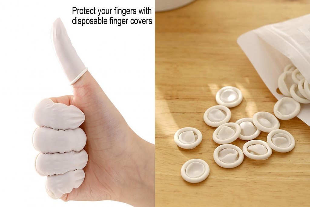 SF_ 100Pcs Finger Cot Hygienic Thick Rubber Working Tattoo Finger Cot ...