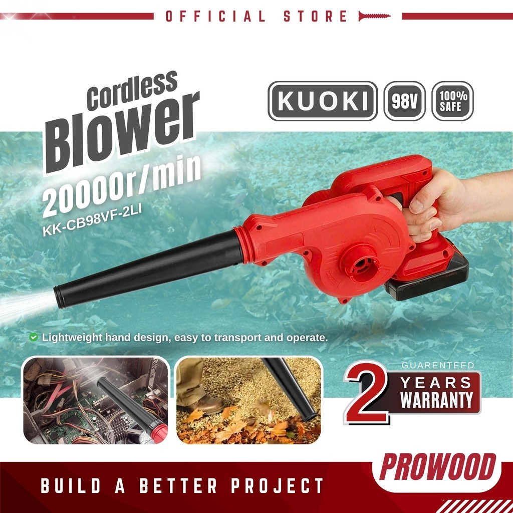 KUOKI 2 in 1 98VF Air Blower Angin Portable Blower One Hand Cordless ...