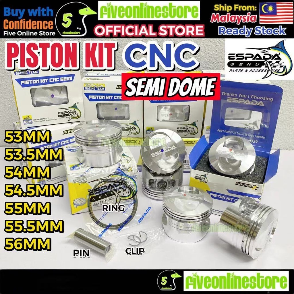 ESPADA Piston Kit CNC Sonic Semi Pin 13 Racing Piston Forged Semi Dome ...
