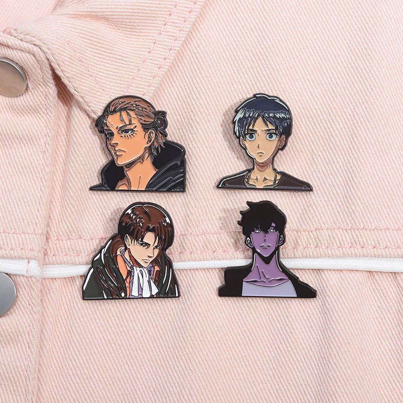 Attack on Titan Enamel Pins Brooches Cartoon Character Levi Metal ...