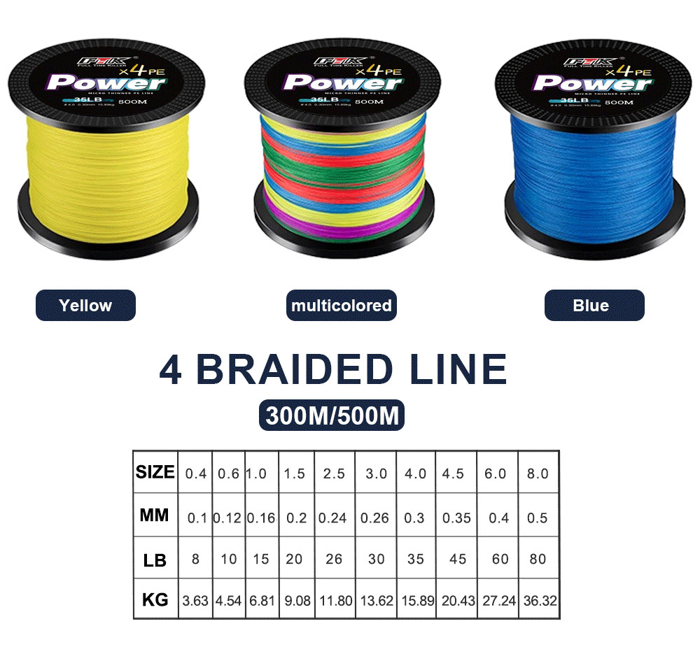 Fishking PE Braided Line Fishing Cord 8-80LB 4 Strand Multifilament PE ...
