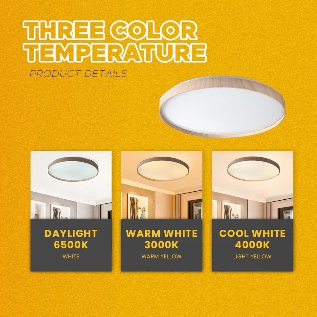 MUJI STYLE LED CEILING LIGHT ROUND SQUARE 3 COLOR LED CEILING LAMP ...