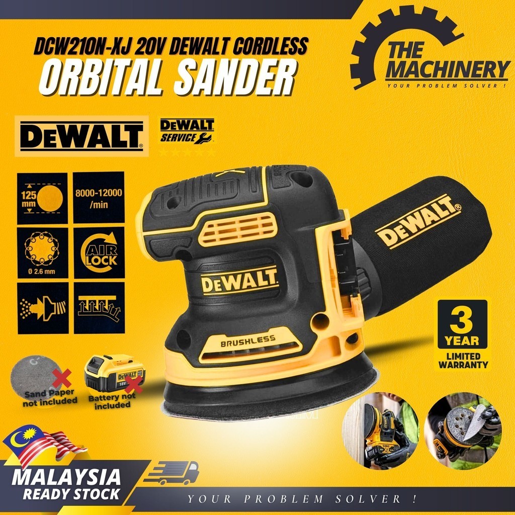 DEWALT Cordless Orbital Sander Bare Unit 20V Heavy Duty Velcro Strap ...