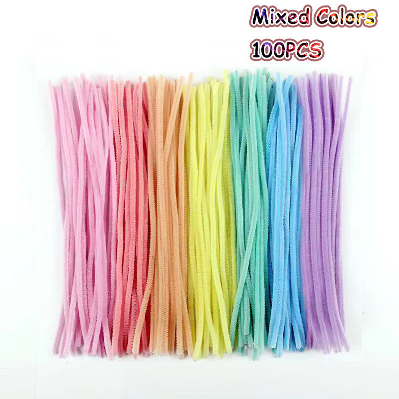 100pcs Colorful Dense Fuzzy Wire Pipe Cleaner Craft Flower DIY Handmade ...