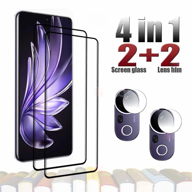 4-in-1 for VIVO V50 V40e V30e V40 V30 V29 V27 Pro 4G 5G Curved Full Cover Screen Protector with ...