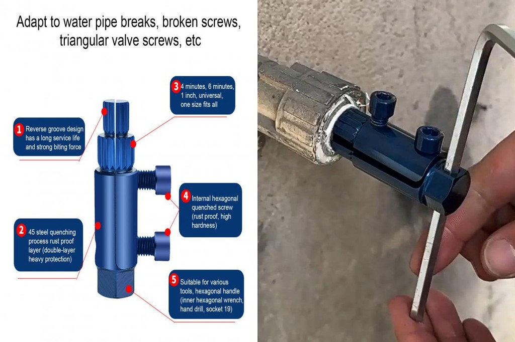 SUN_ Hexagonal Handle Screw Extractor Stripped Screw Extractor ...