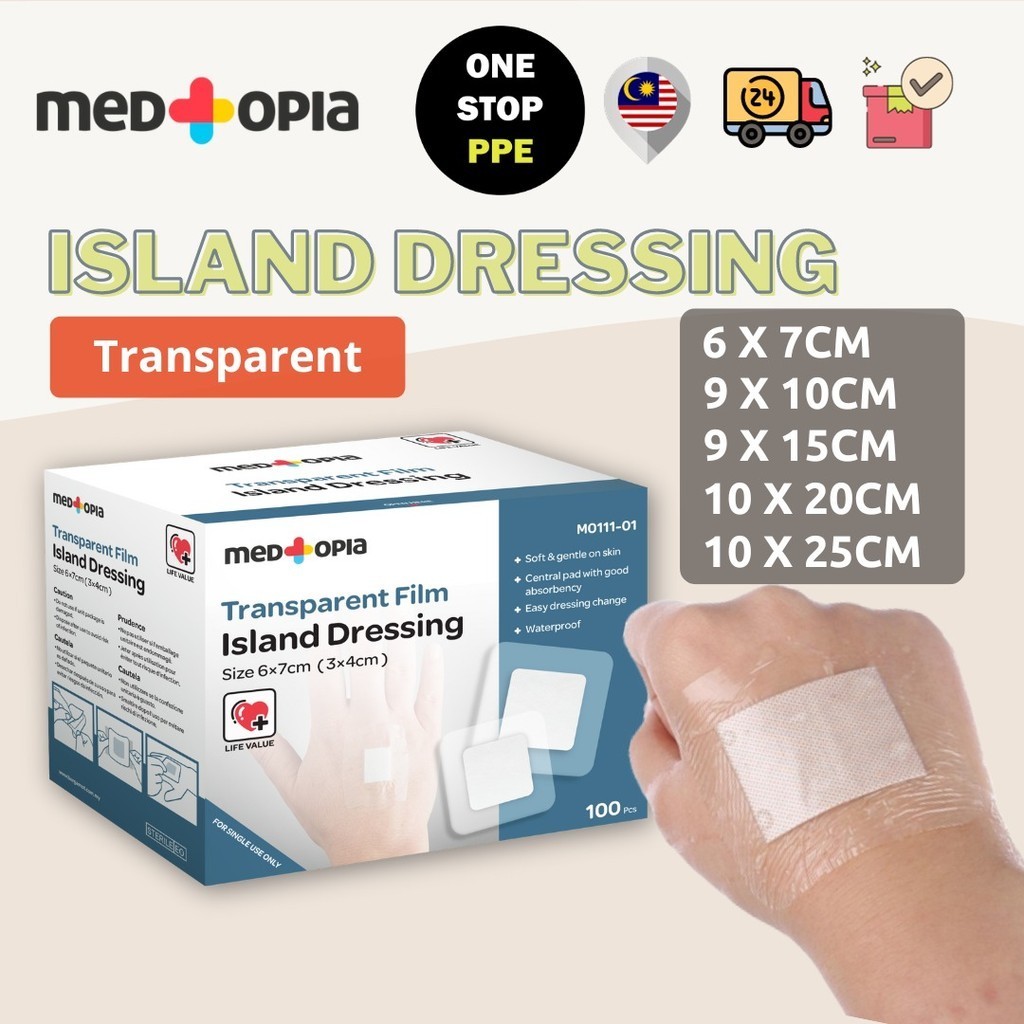 Transparent Film Island Dressing with Pad, Multiple Sizes | 1 Piece ...