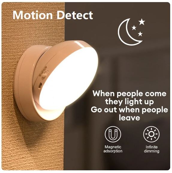 360° Motion Detect LED Light Sensor USB Rechargeable LED Light Bedroom ...
