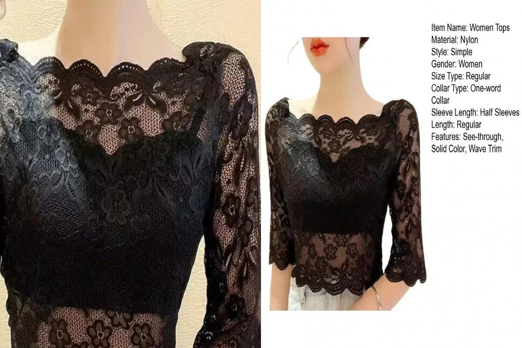 [Ready stock] One-word Collar Tops Women Tops Sexy Lace Embroidered ...