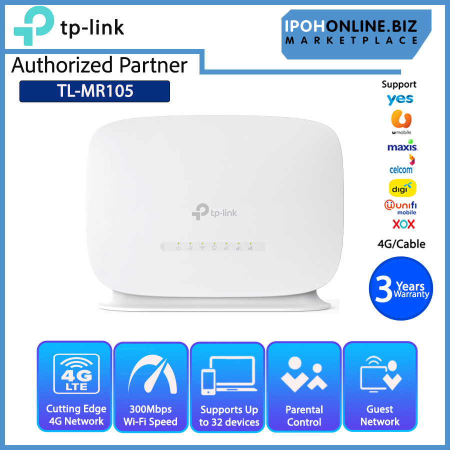TP-LINK TL-MR105 300Mbps Wi-FI 4G LTE Router - Maxis Digi Celcom ...