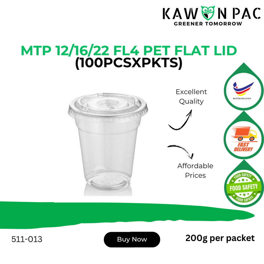 MTP 12/16/22 FL4 PET FLAT LID, (100PCS X 1PKTS) | Shopee Malaysia