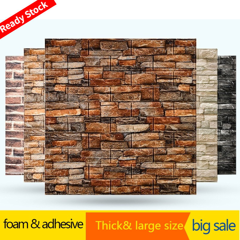 wallpapers Adhesive Wall paper Dinding 3D Wallpaper Brick Foam Stickers ...