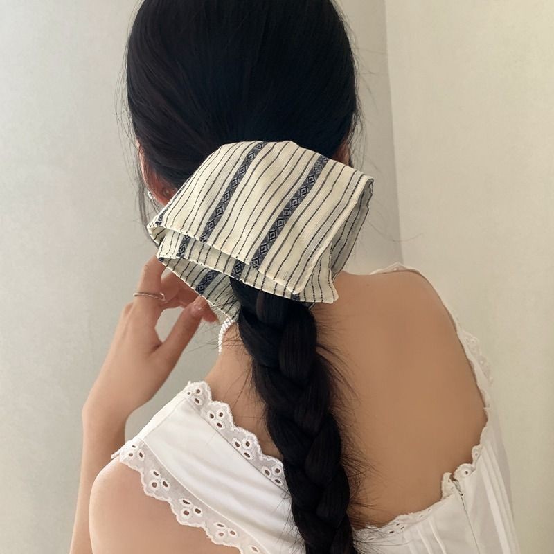 French Literary Retro Sweet Square Scarf Large Intestine Hair Circle ...
