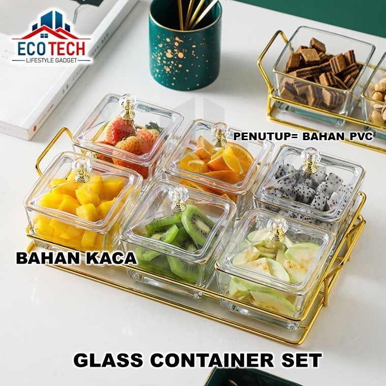 Luxury Gold Glass Divided Serving Dishes Relish Tray Container Storage ...