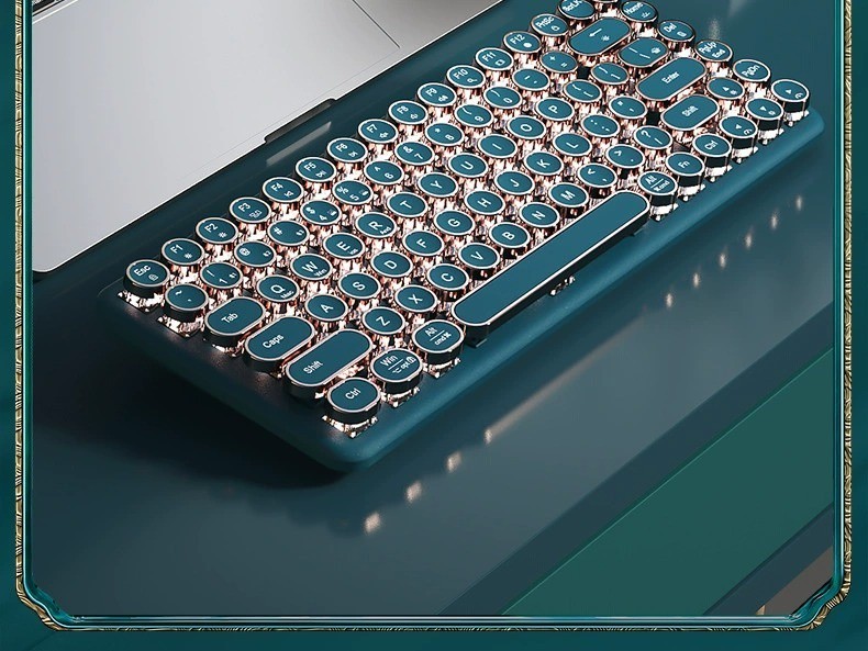 BOW Steampunk Mechanical Keyboard Wireless Bluetooth 3 Mode Vintage ...