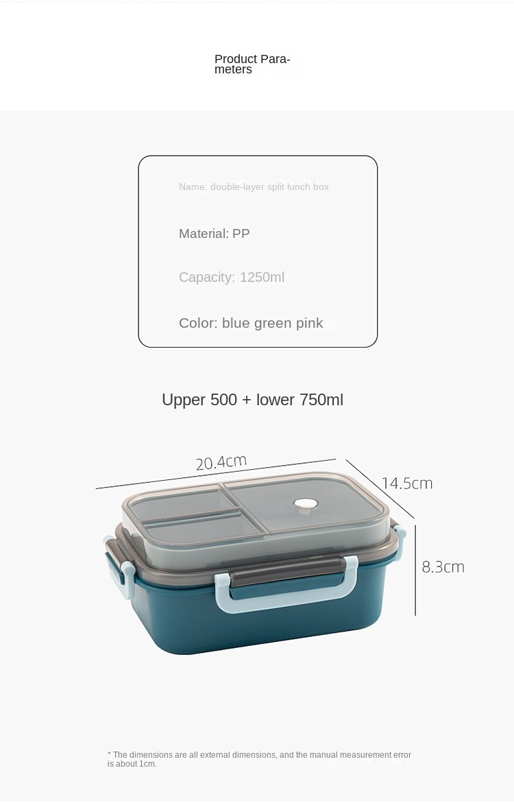 Akara Double Layer Lunch Box Sealed Office Worker Compartment Separate ...
