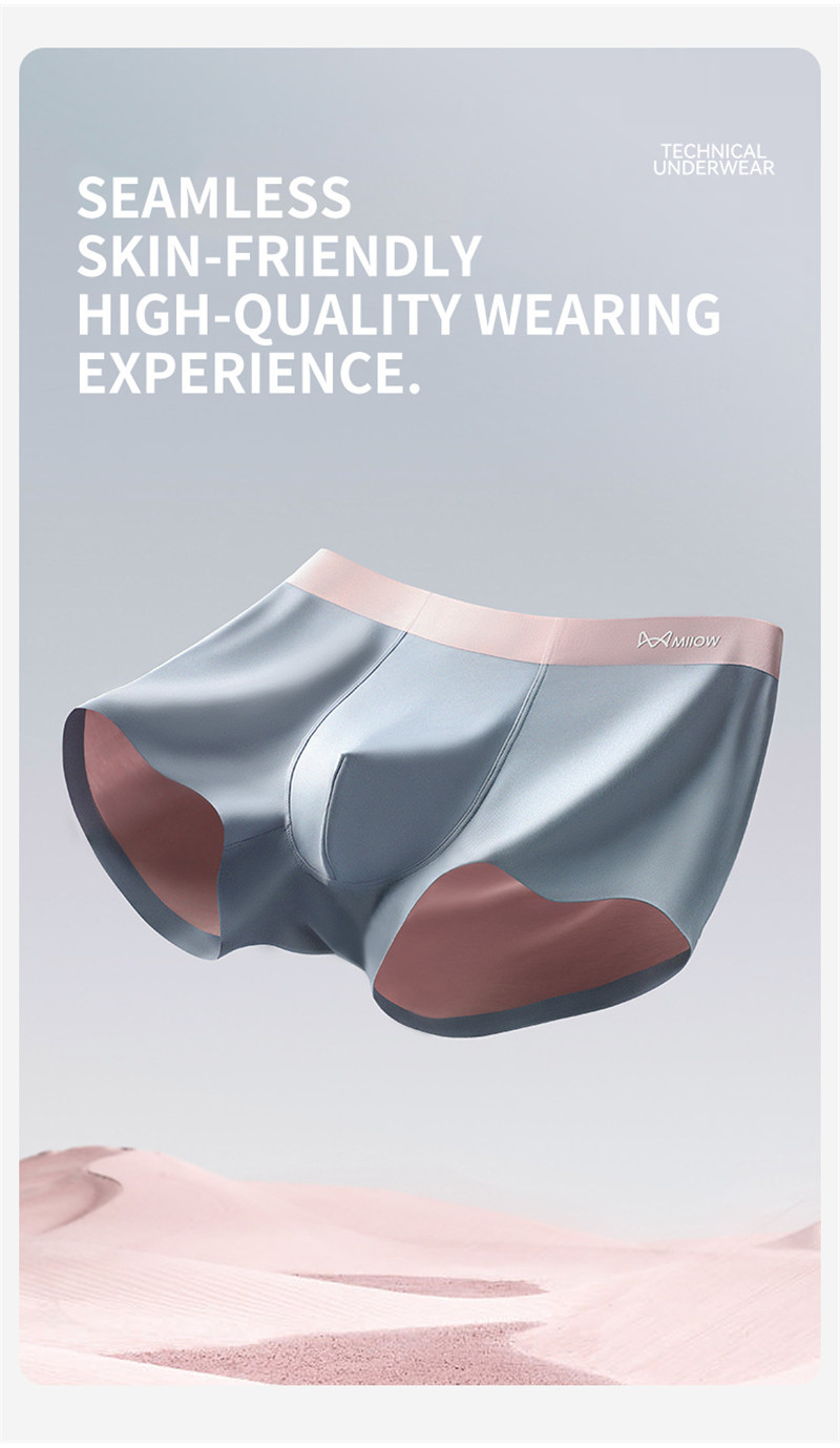 MiiOW 3Pcs Breathable Seamless Men's Boxers Sexy Man Underwear 7A Cotton Antibacterial Crotch ...