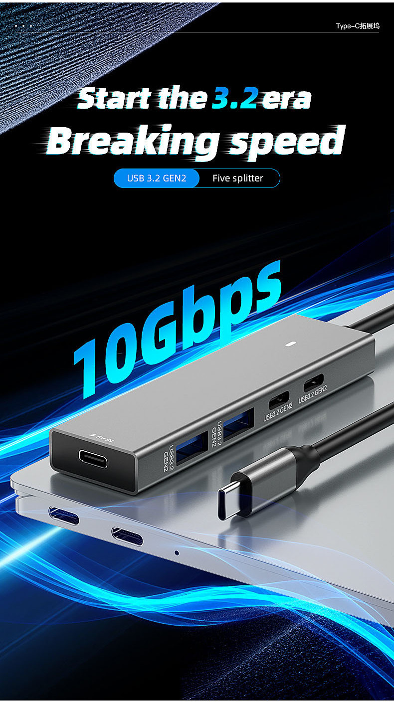 USB C HUB 5 in 1 Ultrahigh speed 10Gbps USB 3.2 GEN 2 Expansion Dock ...