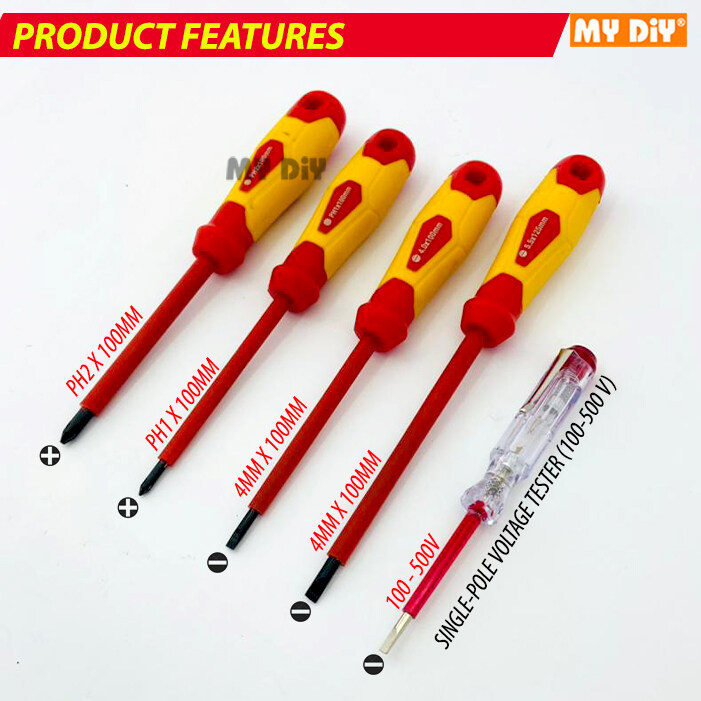MYDIYHOMEDEPOT - 5PCS FIREFOX ELECTRICIAN INSULATED SCREWDRIVER SET ...