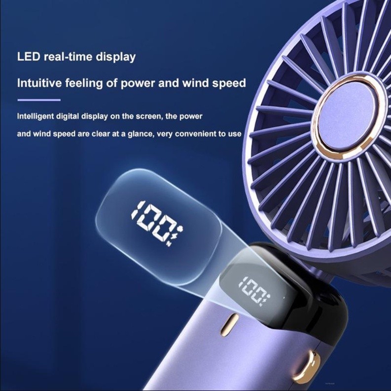 Handheld Fan Portable Mini Fan Cooler USB Charging LED Display Screen ...