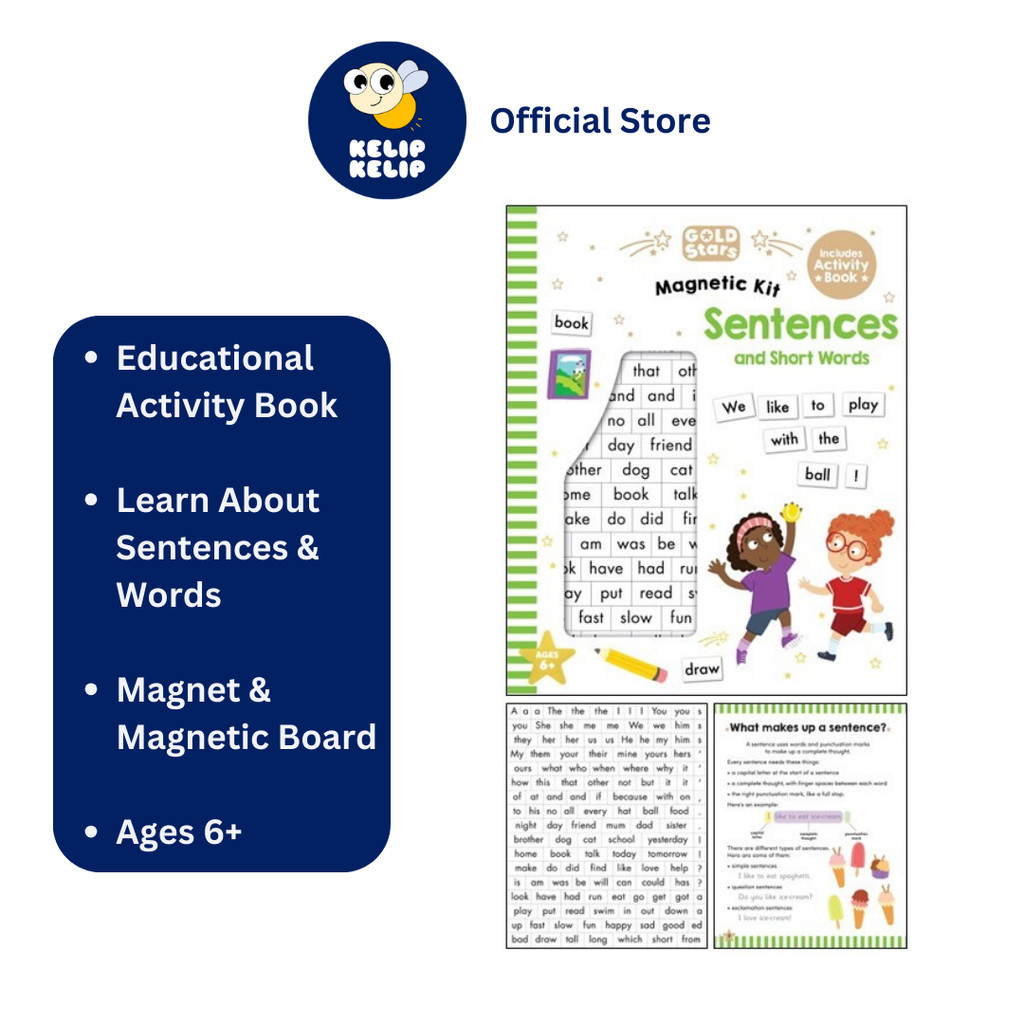 Gold Stars Learn Sentences & Words Educational Activity Book Kit for ...