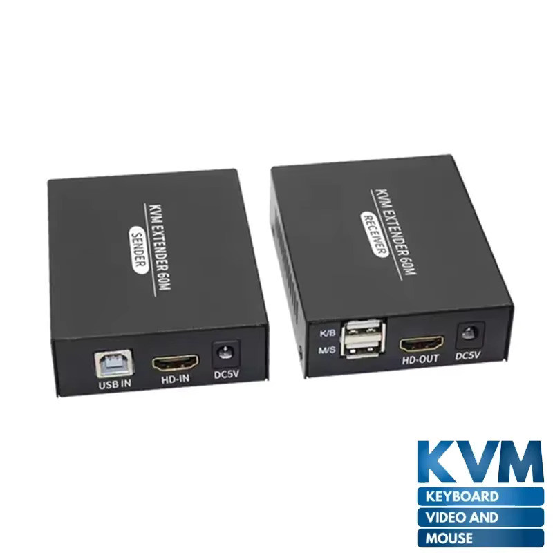 60M HDMI KVM Extender over Cat5/6 Ethernet Cable 1080P HDMI USB KVM ...