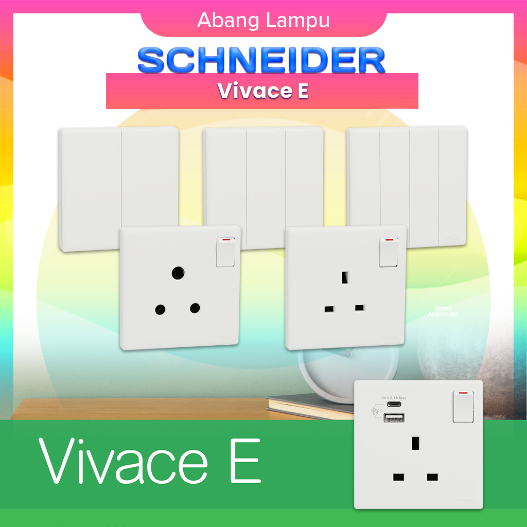 Schneider Affle Plus Series White switches & Sockets Plug Suis Lampu ...