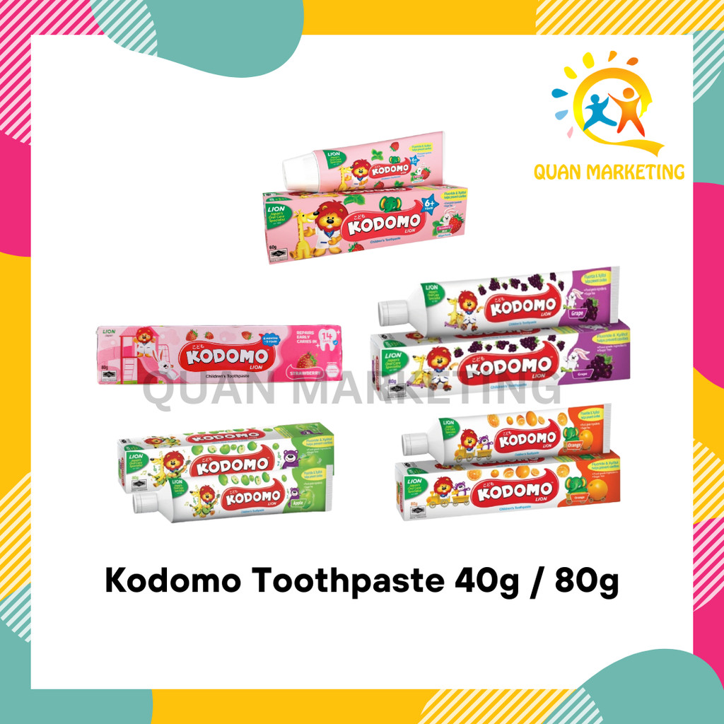 KODOMO Lion Toothpaste (40g / 80g) (Grape / Strawberry / Apple / Orange) | Shopee Malaysia