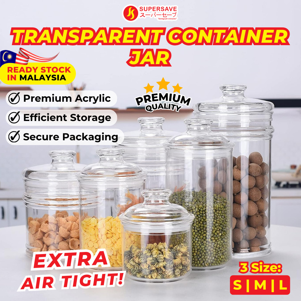 SUPERSAVE Balang Kuih Raya Transparent Container Jar Kedap Udara Set ...