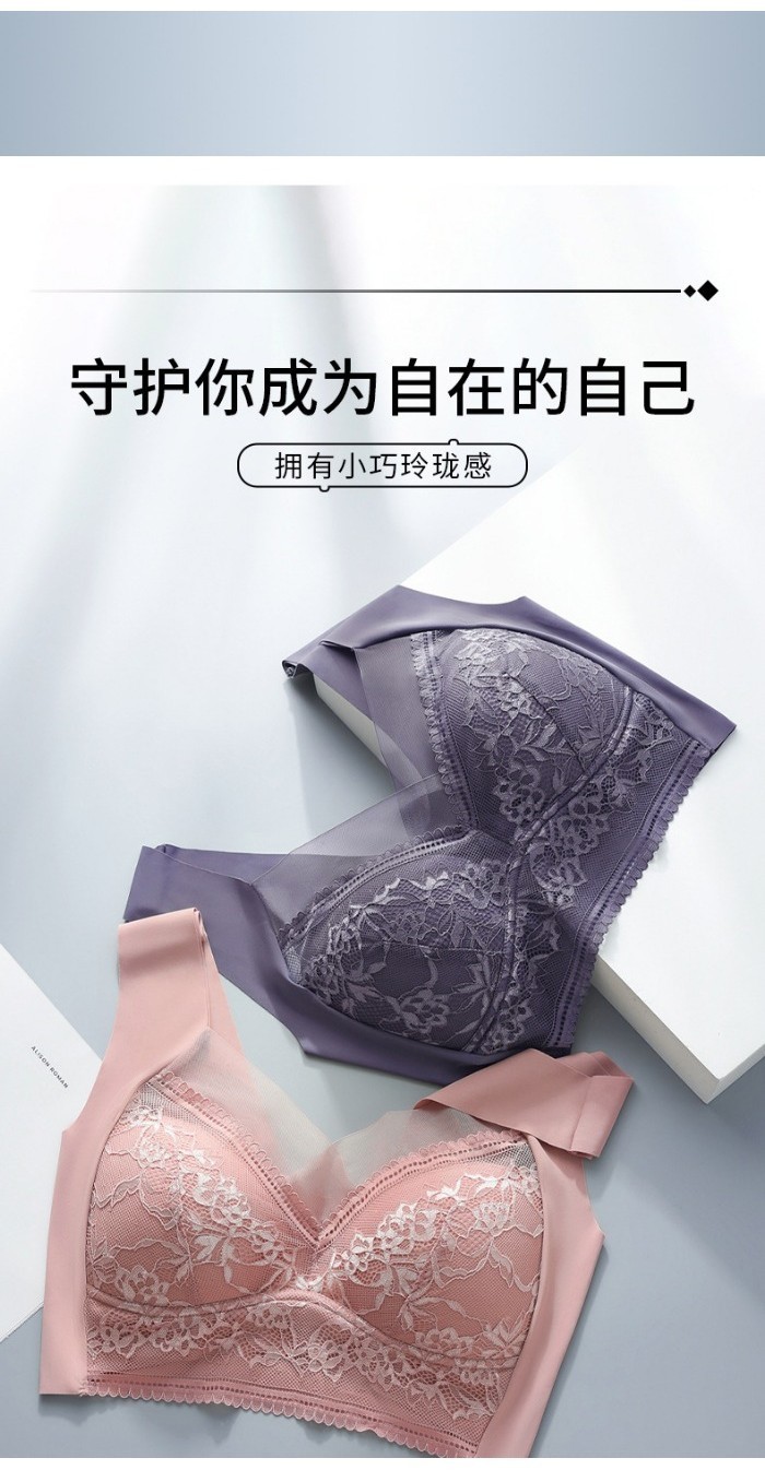 【L-6L For 40-110kg】Plus Size Women Bra Push up Lace Gethered Seamless ...