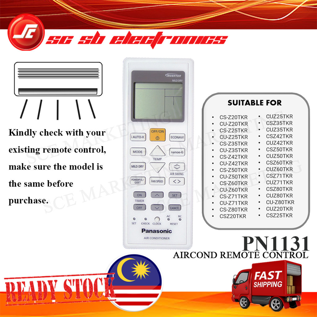 PANASONIC INVERTOR AIRCOND REMOTE CONTROL REPLACEMENT PN SERIES CS ...