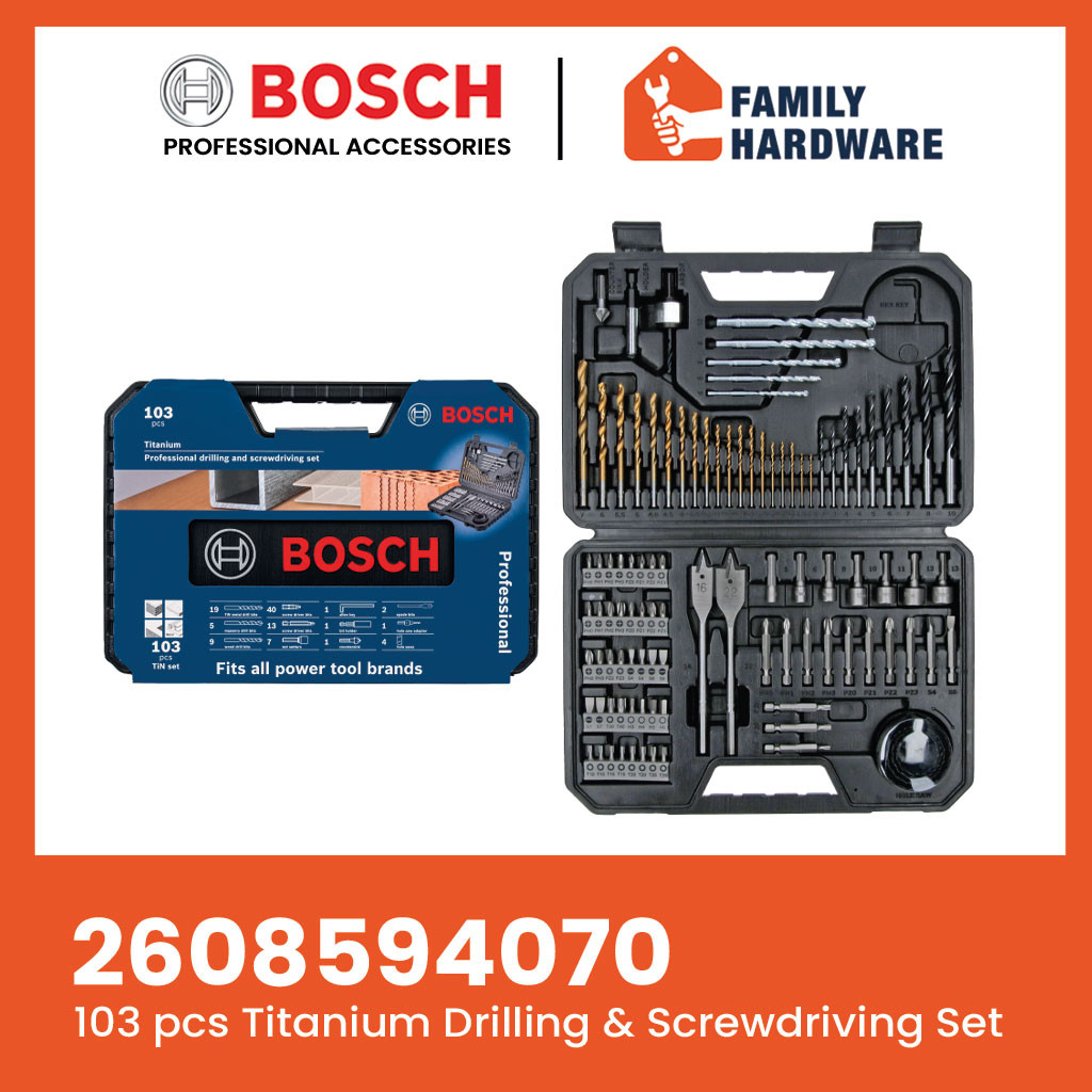BOSCH 103 pcs 103PCS Titanium Professional Drilling & Screwdriving Set ...