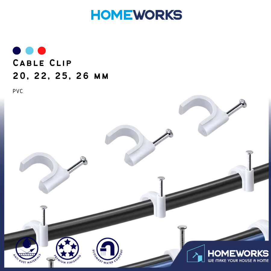 20MM 22MM 25MM 26MM WALL INSERT WIRE PIPING CABLE CLIP ELECTRIK PAIP ...