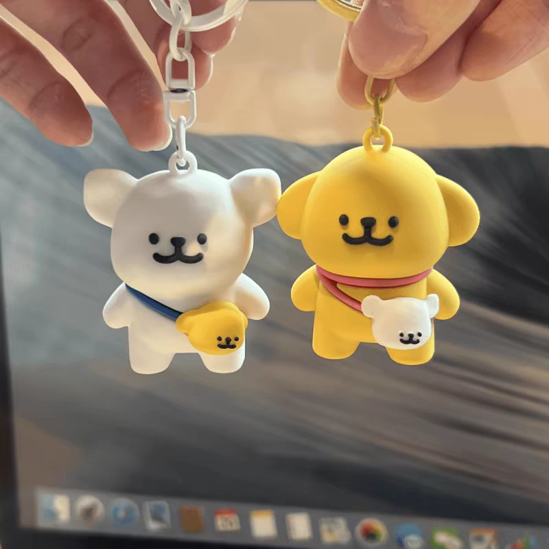 2pcs Maltese Dog Keychains Cute Line Puppy Keyring Bubu Dudu Keychain ...