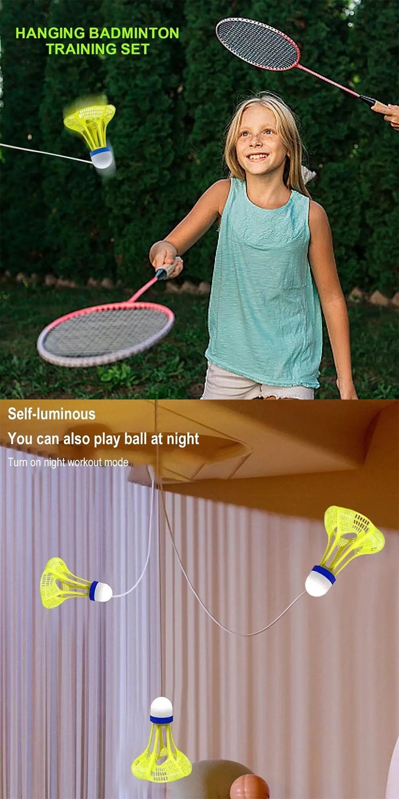 6-Ball Badminton Single-Player Rebound Trainer - Adjustable Resistance ...