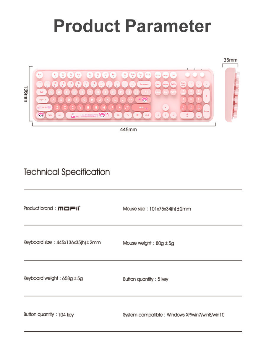 MOFII Sweet Wired Little Bear Diary Keyboard Best choice for Gifts ...