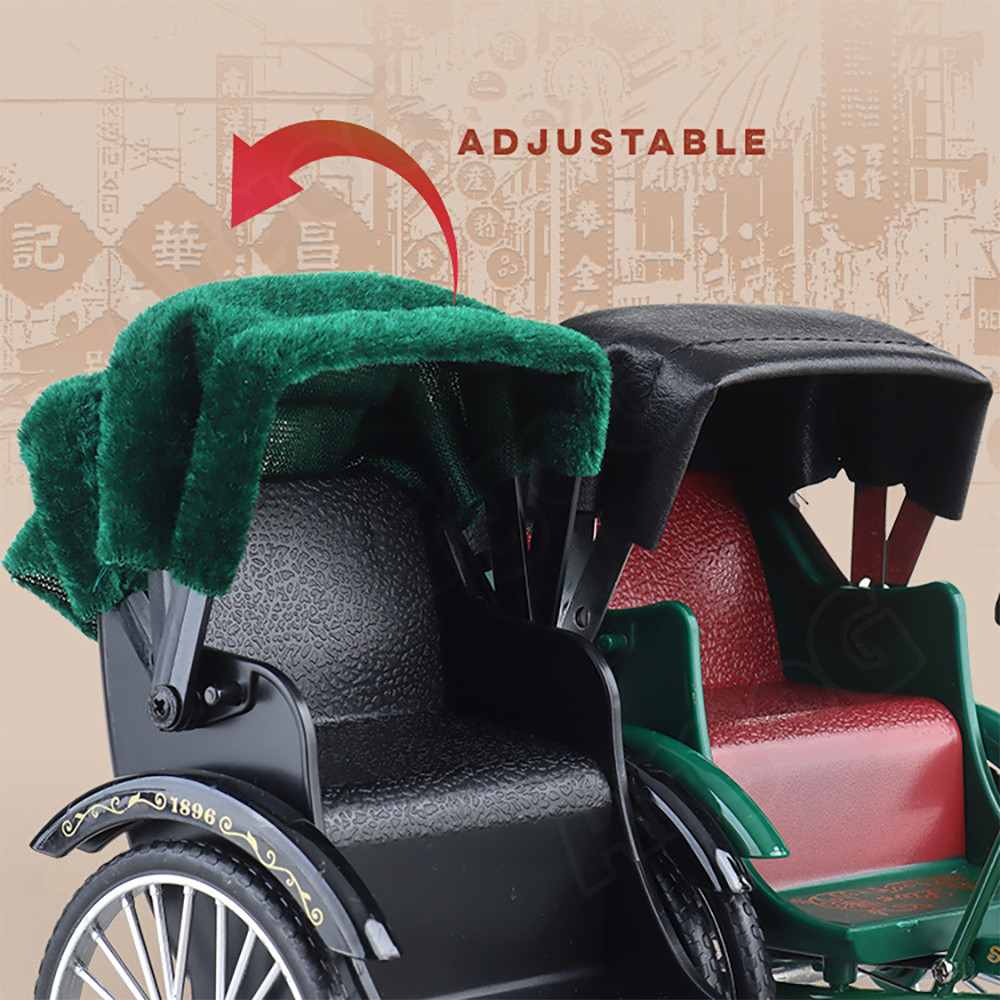 Alloy Material Rickshaw Model Retro 1:10 Tricycle Model Toy Ornaments ...