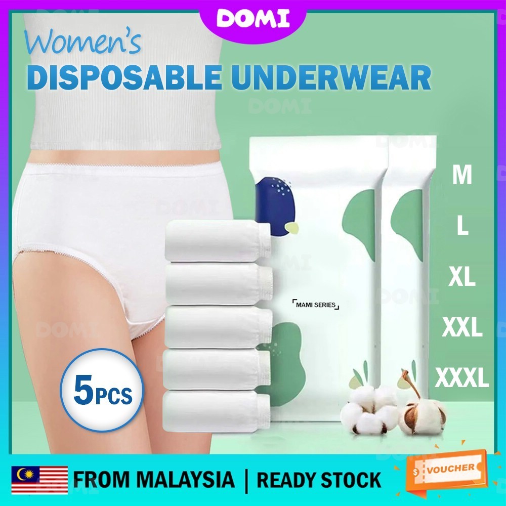 DOMI 5PCS Women Disposable Panties Cotton One Time Use Underwear ...