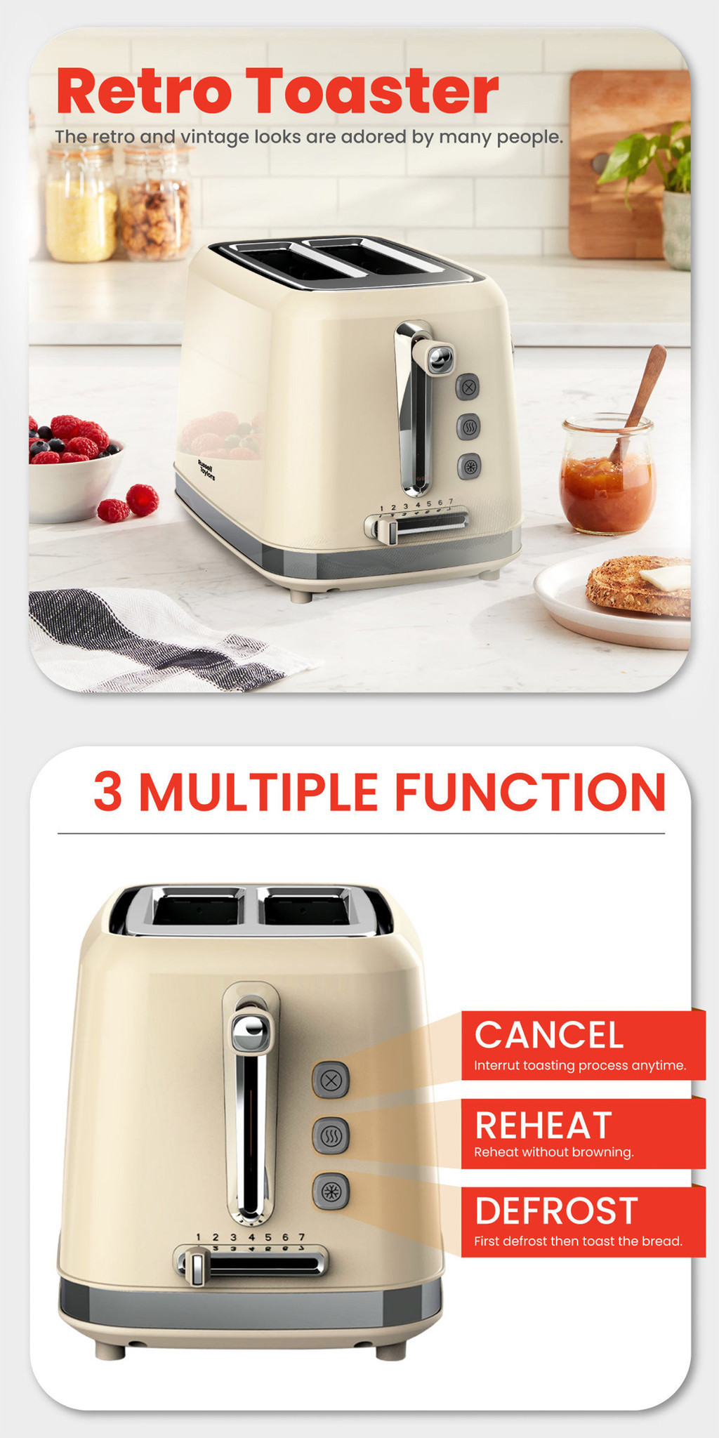 Russell Taylors Retro Classic Collection RT-10C Toaster RK-10C Kettle ...