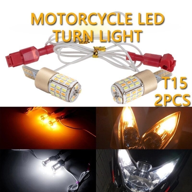 [2pcs] T15 Dual Contact Motorcycle Signal Light W16W Parking Reversing ...