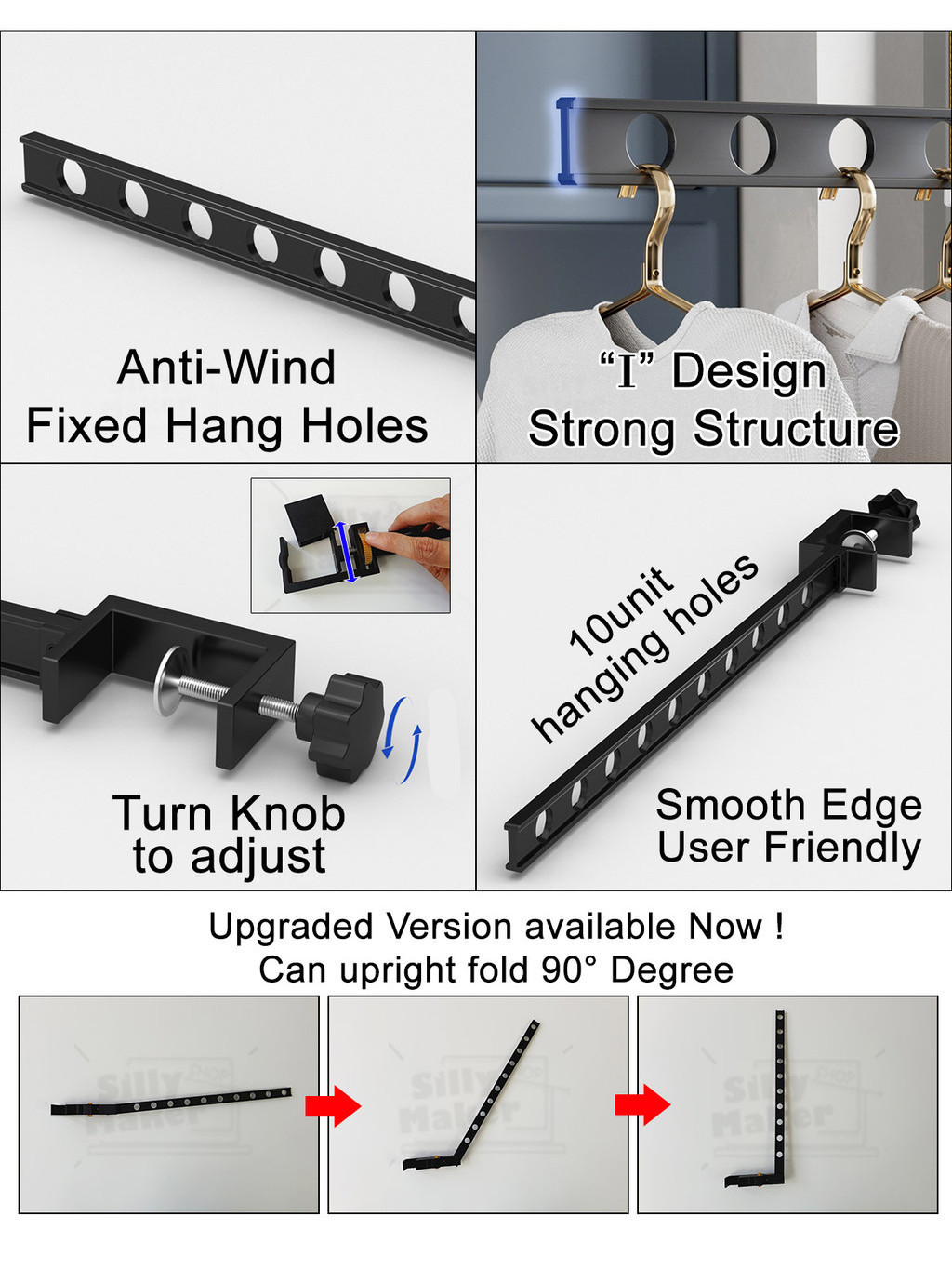 Aluminium Adjustable Window Mounted Bracket Mounted Clothes Hanger ...