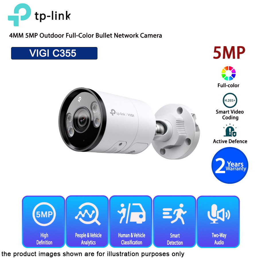 TP-LINK VIGI C355 4MM 5MP OUTDOOR FULL-COLOR Bullet Network Camera ...